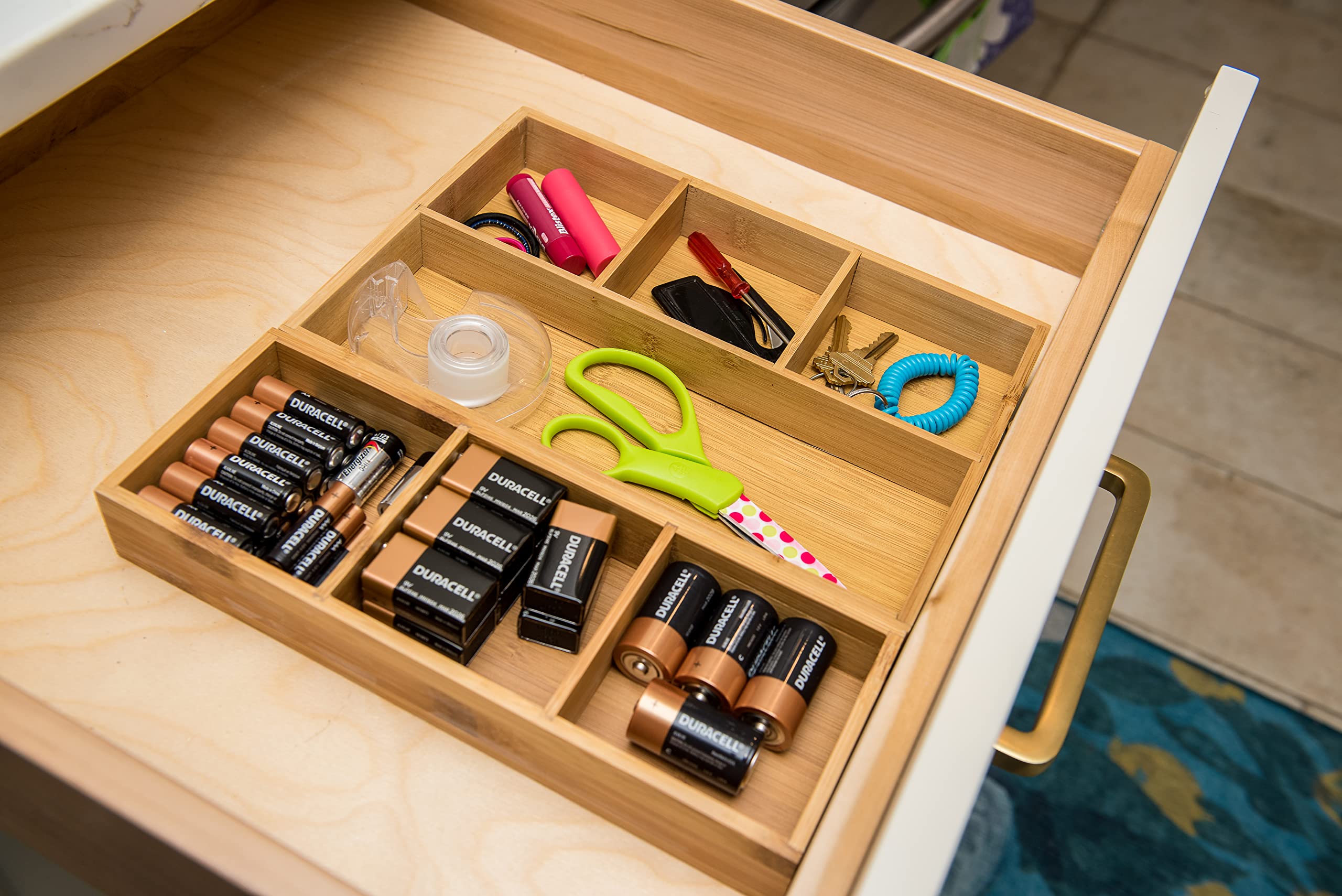 Lipper International 824 Bamboo Wood 4-Compartment Organizer Tray, 11 5/8" x 7 7/8" x 1 3/4"