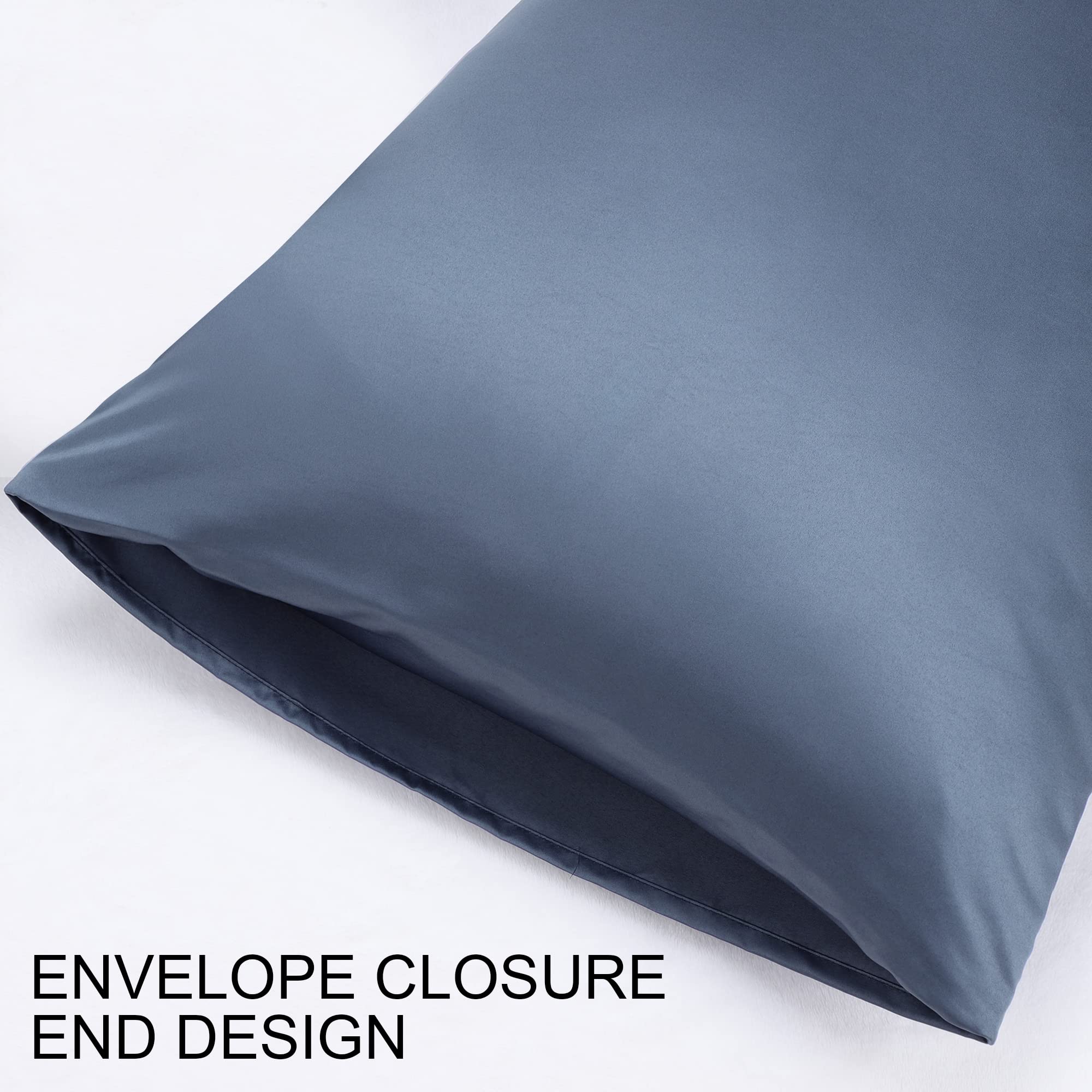 uxcell 2 Pack Silk Satin Pillowcase for Hair and Skin, Cool, Silky, Soft Breathable Pillow Cases Travel Size 14x20 Inch Sateen Pillowcase Slate Gray with Envelope Closure