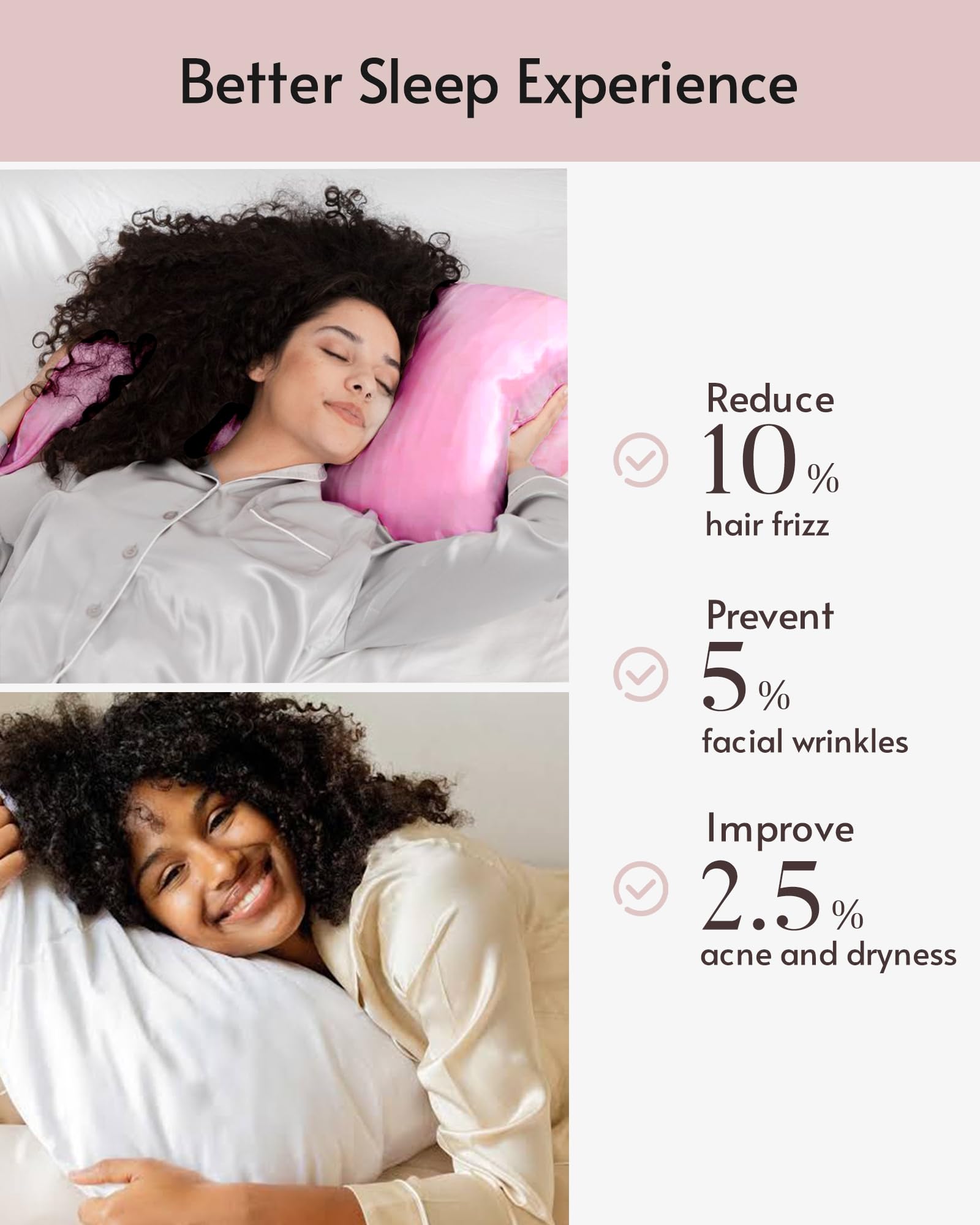 Yanideer Satin Pillowcase for Hair & Skin Travel Elastic Band Cooling Satin Pillowcases - Satin Pillow Case Cover Pillow Cases Standard Size Queen, White