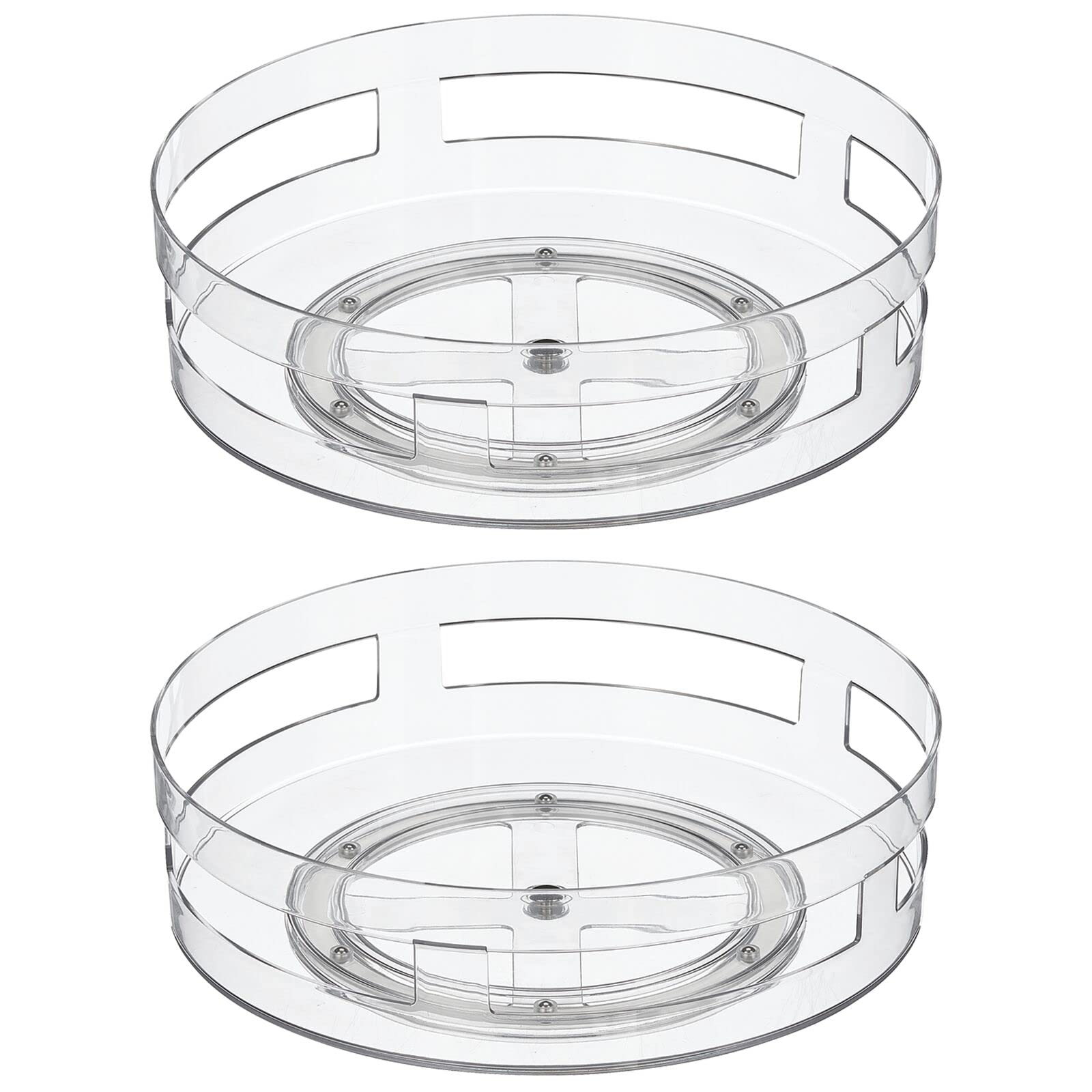 mDesign Lazy Susan Turntable Plastic Open Vented Spinner for Kitchen/Bathroom, Pantry, Fridge, Cupboards, Counter Organizing, Fully Rotating Organizer for Food, 11.5" Round - 2 Pack, Clear