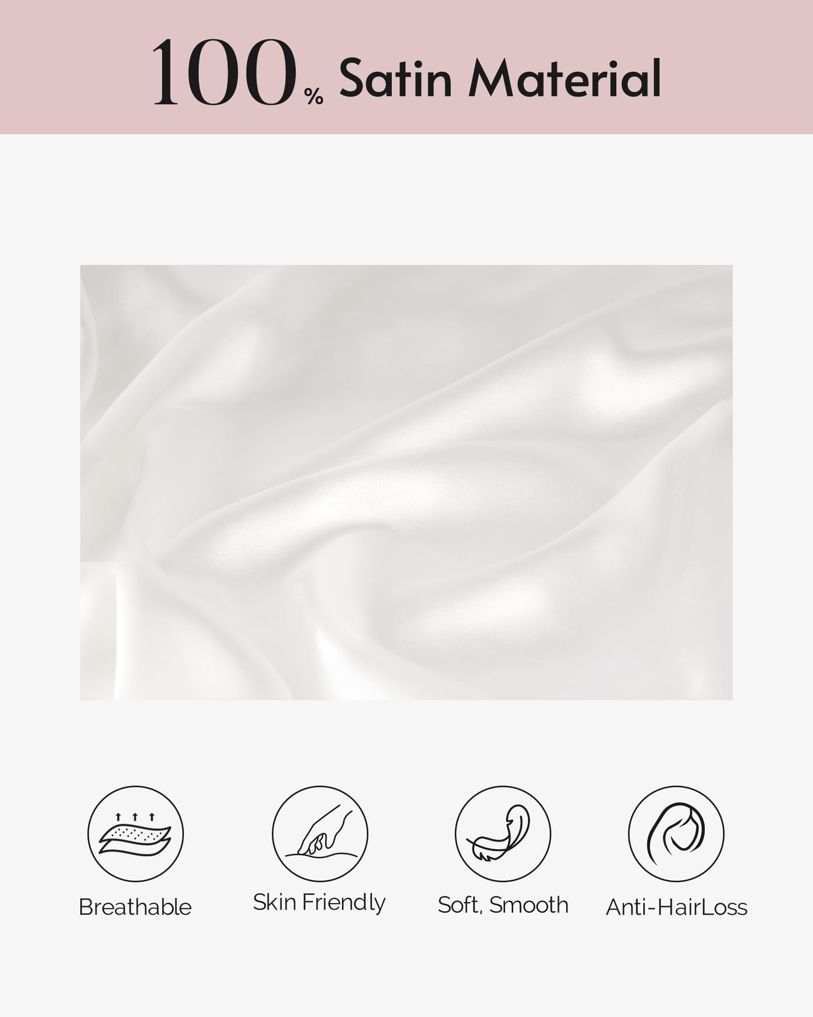 Yanideer Satin Pillowcase for Hair & Skin Travel Elastic Band Cooling Satin Pillowcases - Satin Pillow Case Cover Pillow Cases Standard Size Queen, White