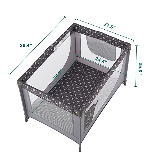 Pamo Babe Portable Crib Baby Playpen with Mattress and Carry Bag
