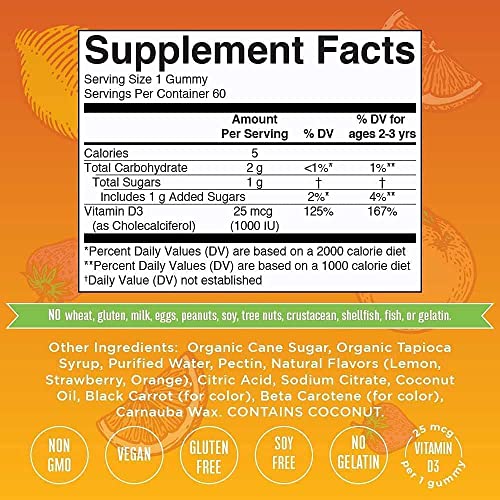 Kids Vitamin D3 Gummies & Vegan Vitamin C Gummies Bundle | Supplement for Bone Strength, Phosphorus and Calcium Absorption | Supports Immune Function & Overall Health for Adults & Kids