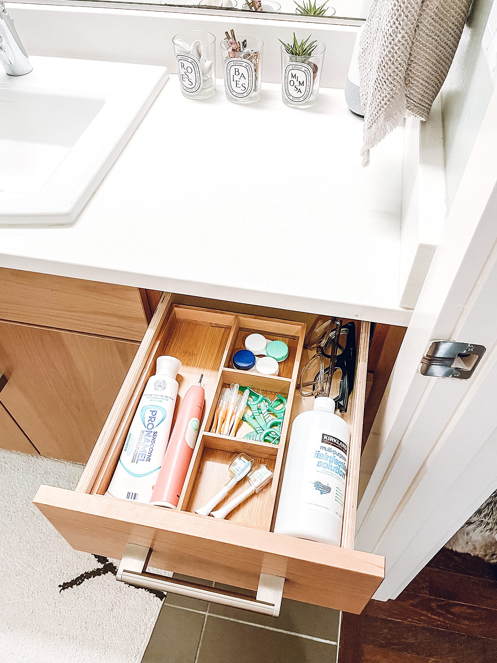 Lipper International 824 Bamboo Wood 4-Compartment Organizer Tray, 11 5/8" x 7 7/8" x 1 3/4"
