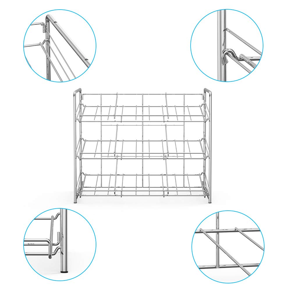 Can Organizer Stackable Can Storage Dispenser Rack 3 Tier Holds up 36 Cans Rotates First in First Out for Kitchen Cabinet or Pantry, Chrome Finish
