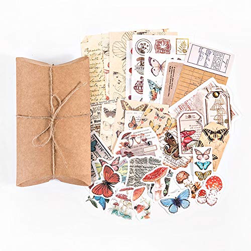 Yodely Vintage Scrapbooking Supplies, Junk Journal Supplies Kit DIY Journaling Aesthetic Stickers Vintage Antique Retro Natural Collection for DIY Scrapbook Planners Diary Journals Embellishment
