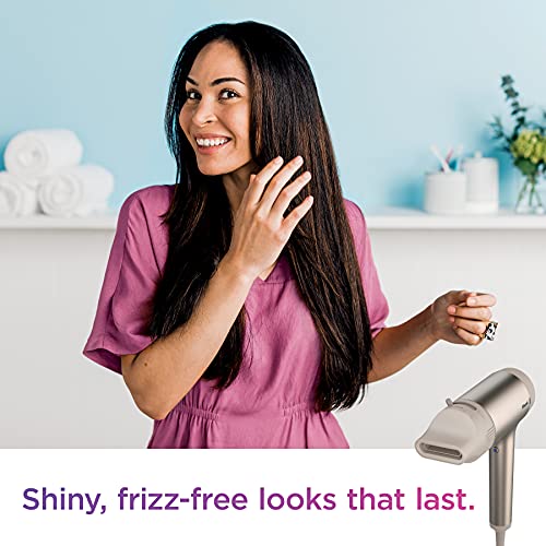 Shark HD112BRN Hair Blow Dryer HyperAIR Fast-Drying with IQ 2-in-1 Concentrator and Styling Attachments, Auto Presets, Rotatable Hot Air Brush, No Heat Damage, Ionic, Stone