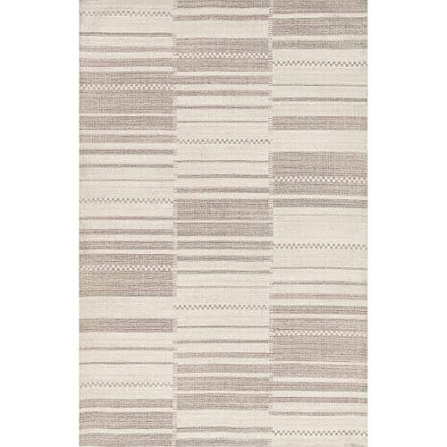 nuLOOM Sadie Hand Woven Striped Cotton Area Rug, 8' x 10', Beige