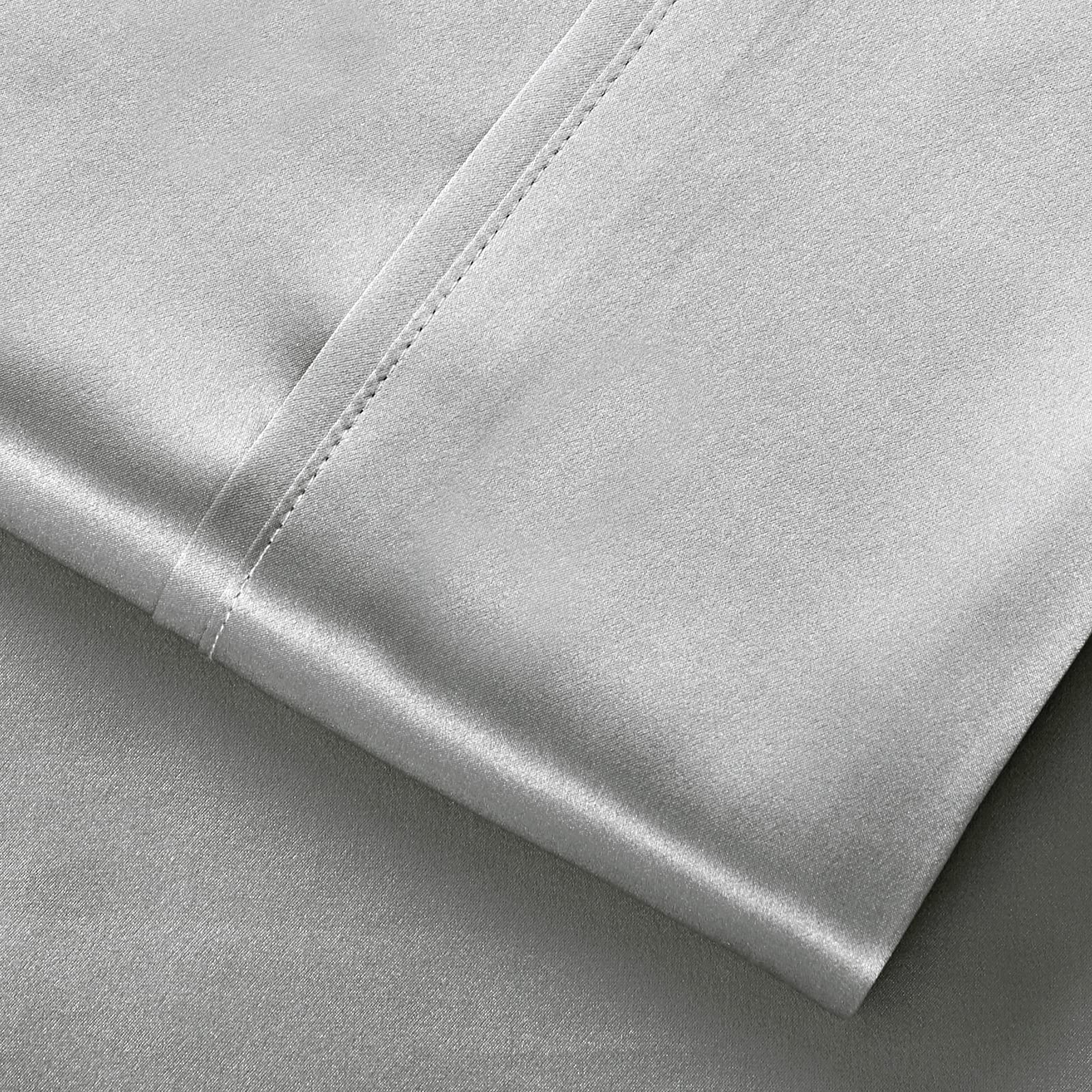 Lanest Housing Silk Satin Sheets, Queen Size Satin Bed Sheet Set with Deep Pockets, Cooling Soft and Hypoallergenic Satin Sheets Queen - Light Gray
