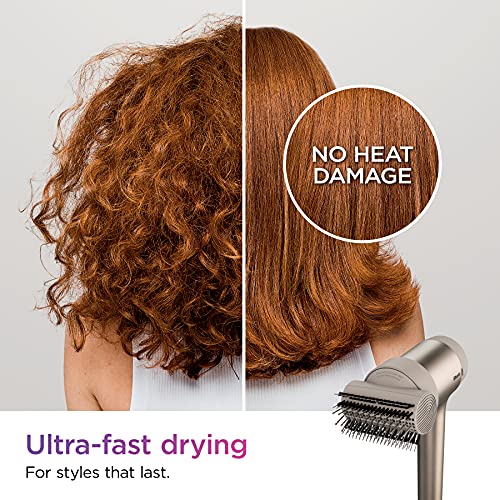 Shark HD112BRN Hair Blow Dryer HyperAIR Fast-Drying with IQ 2-in-1 Concentrator and Styling Attachments, Auto Presets, Rotatable Hot Air Brush, No Heat Damage, Ionic, Stone