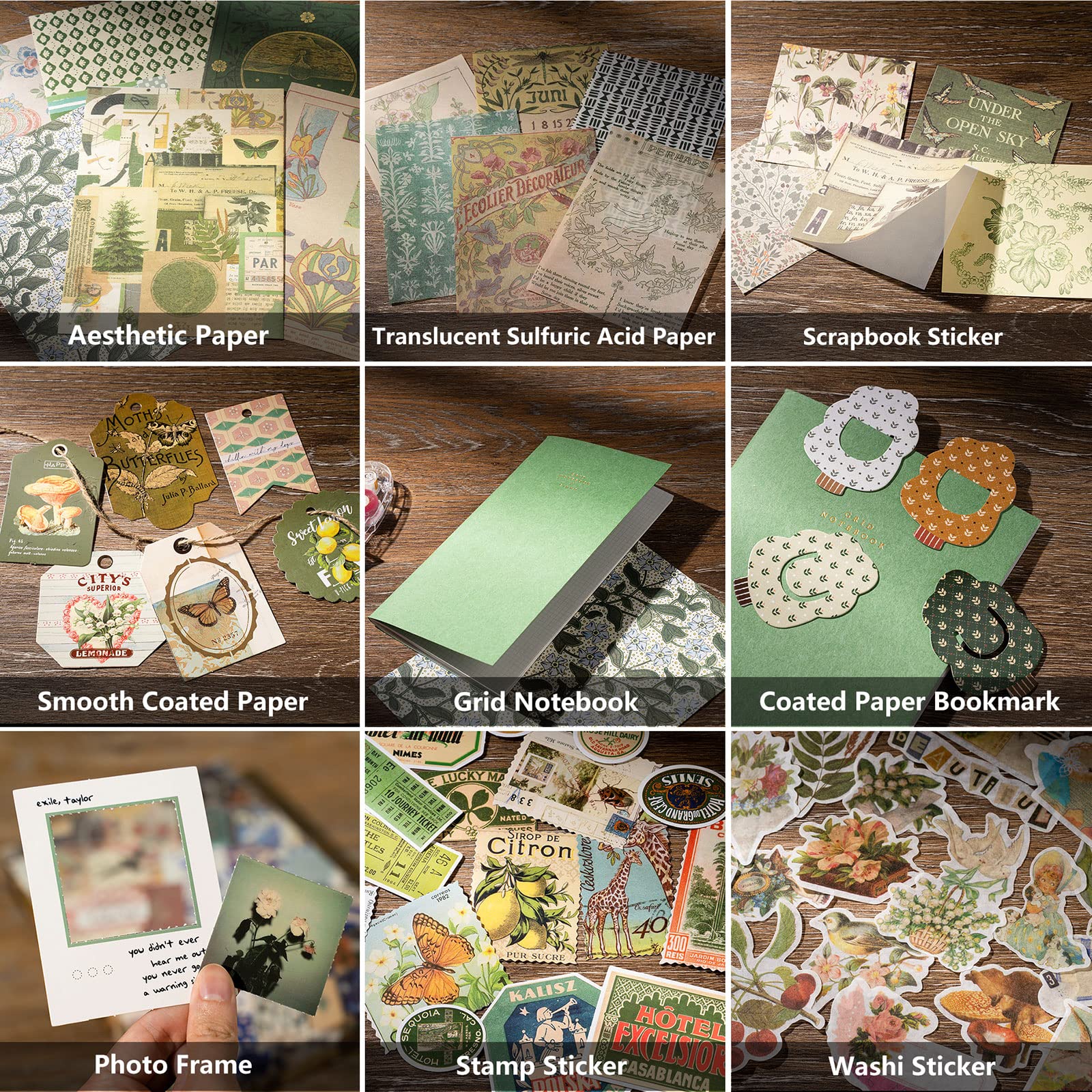 JOYCHOIC Vintage Junk Journal Supplies Aesthetic Journaling Kit, Scrapbook Papers Stickers Large Collection for Bullet Scrapbooking Materials, Planner DIY Arts Craft Collage, Adults