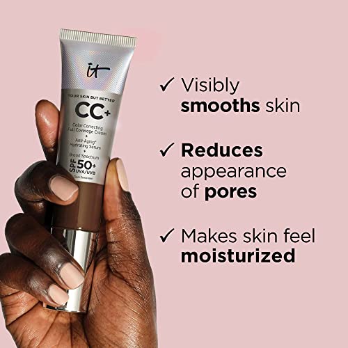 IT Cosmetics CC+ Cream, Medium (W) - Color Correcting Cream, Full-Coverage Foundation, Hydrating Serum & SPF 50+ Sunscreen - Natural Finish - 1.08 fl oz