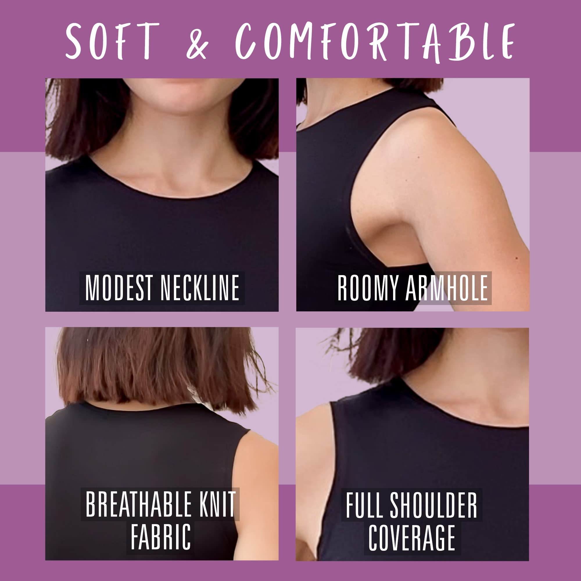 Kosher Casual Modest High Neck Tank Top for Women Full-Shoulder Sleeveless Shell Medium Black