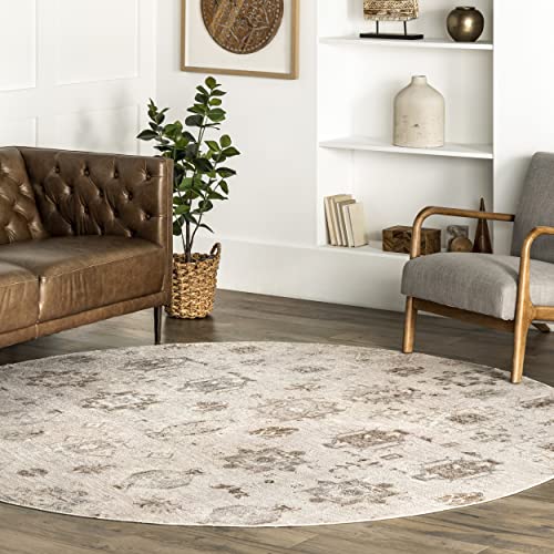 nuLOOM Krystin Distressed Machine Washable Area Rug, 6', Beige