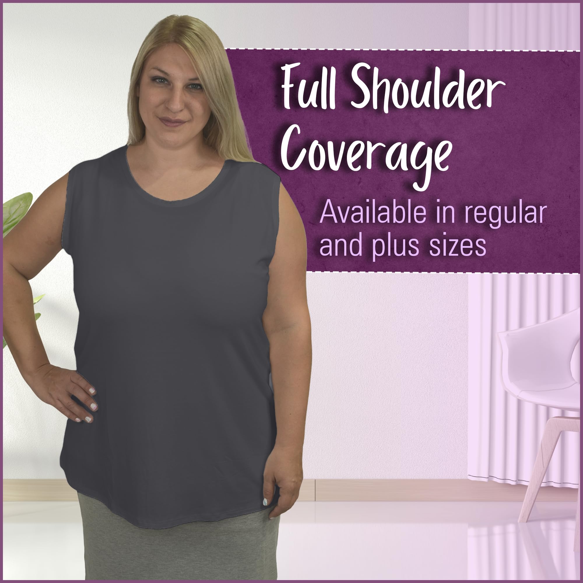 Kosher Casual Modest High Neck Tank Top for Women Full-Shoulder Sleeveless Shell Medium Black