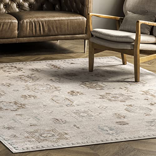 nuLOOM Krystin Distressed Machine Washable Area Rug, 6', Beige