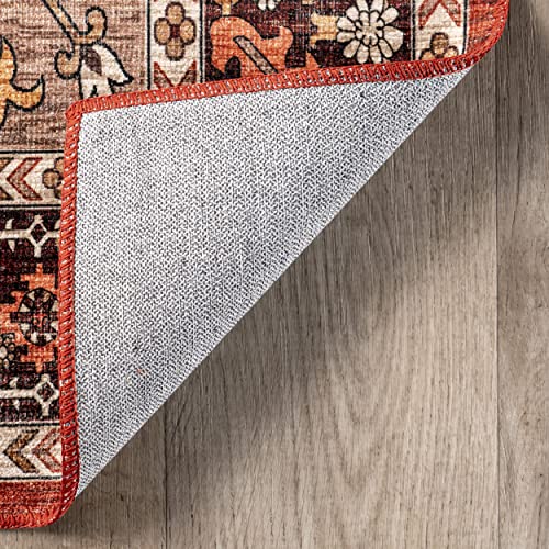 nuLOOM Hera Medallion Stain-Resistant Machine Washable Area Rug, 9' x 12', Red