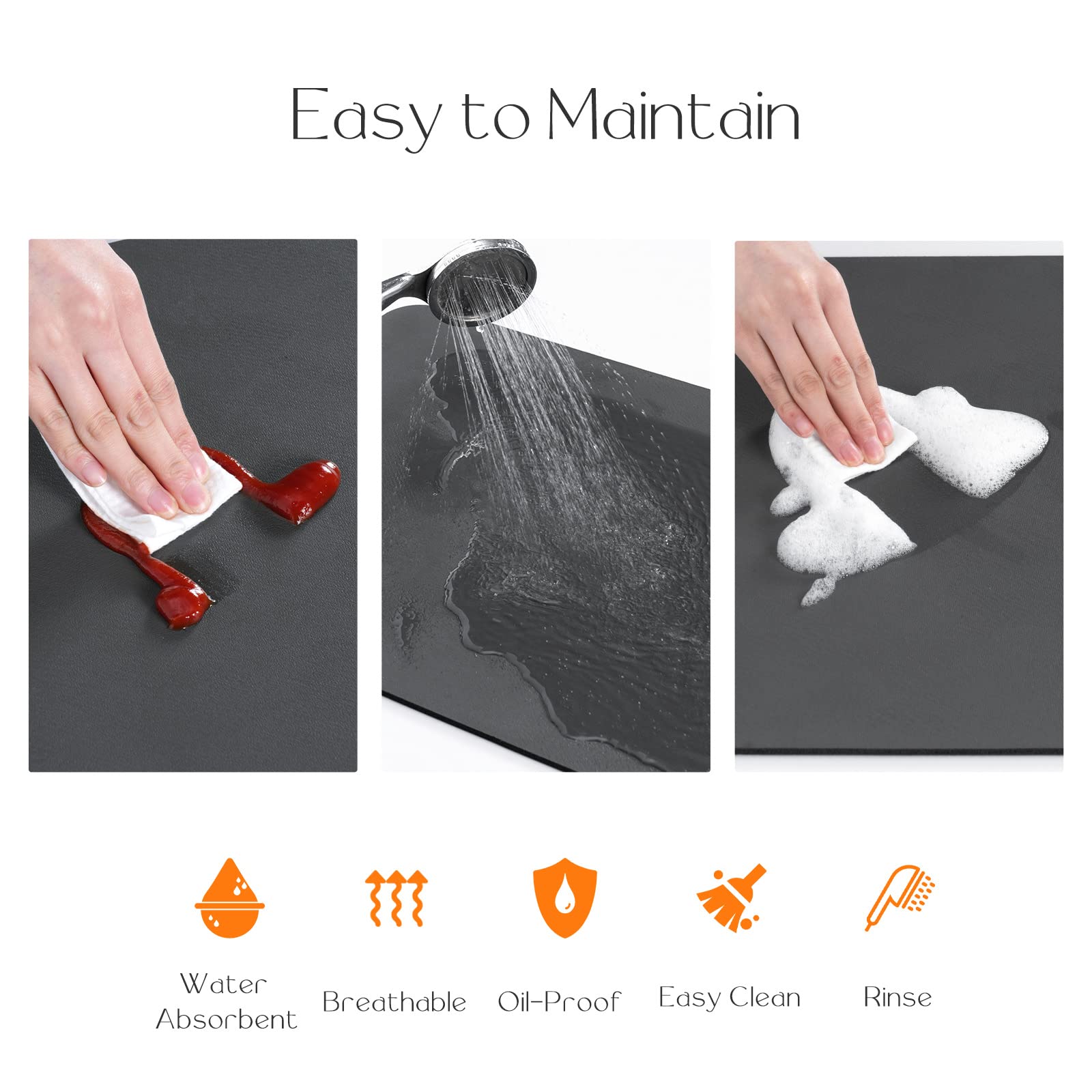 Under Sink Mat Liner for Kitchen 34" x 22",Absorbent Mats for Below Sinks,Quick Dry Under Sink Liner Drip Tray,Waterproof Cabinet Protector/Shelf Liners,Slip Resistant,Cut to Fit Cabinets,Washable