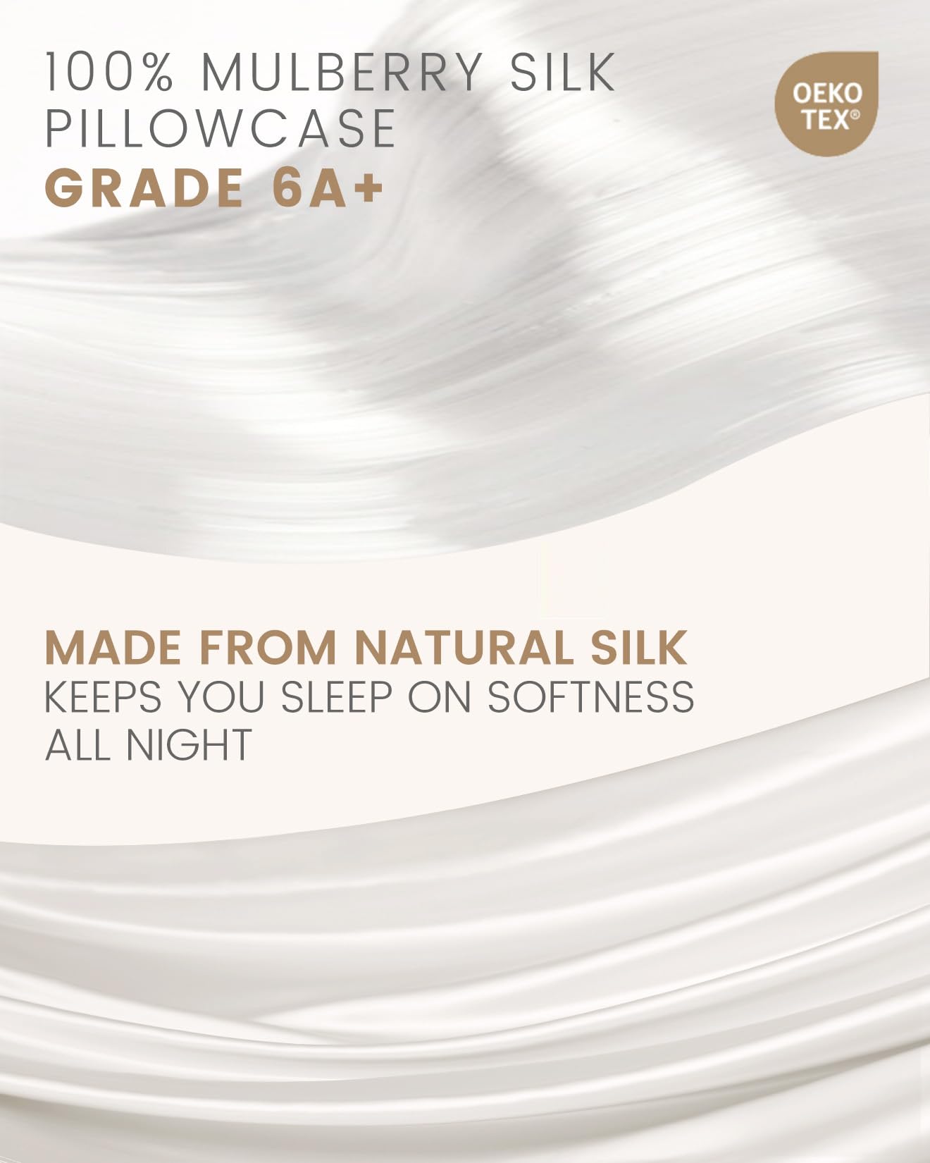 THXSILK 100% Silk Pillowcase for Hair and Skin, Both Sides Grade 6A+ Mulberry Silk Pillow Case with Hidden Zipper, Soft Smooth White Pillowcase(1pc, Queen Size 20"x30")