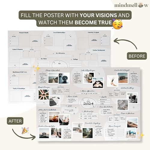 Mindmellow Vision Board Kit “Dear Future Self” - Vision Board Supplies with Wall Poster, Pictures, Workbook, Inspirational Cards - Vision Board Book