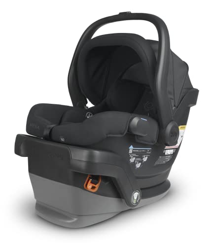 Cruz V2 Stroller - Anthony (White and Grey Chenille/Carbon/Chestnut Leather) + MESA V2 Infant Car Seat - Jake (Charcoal)