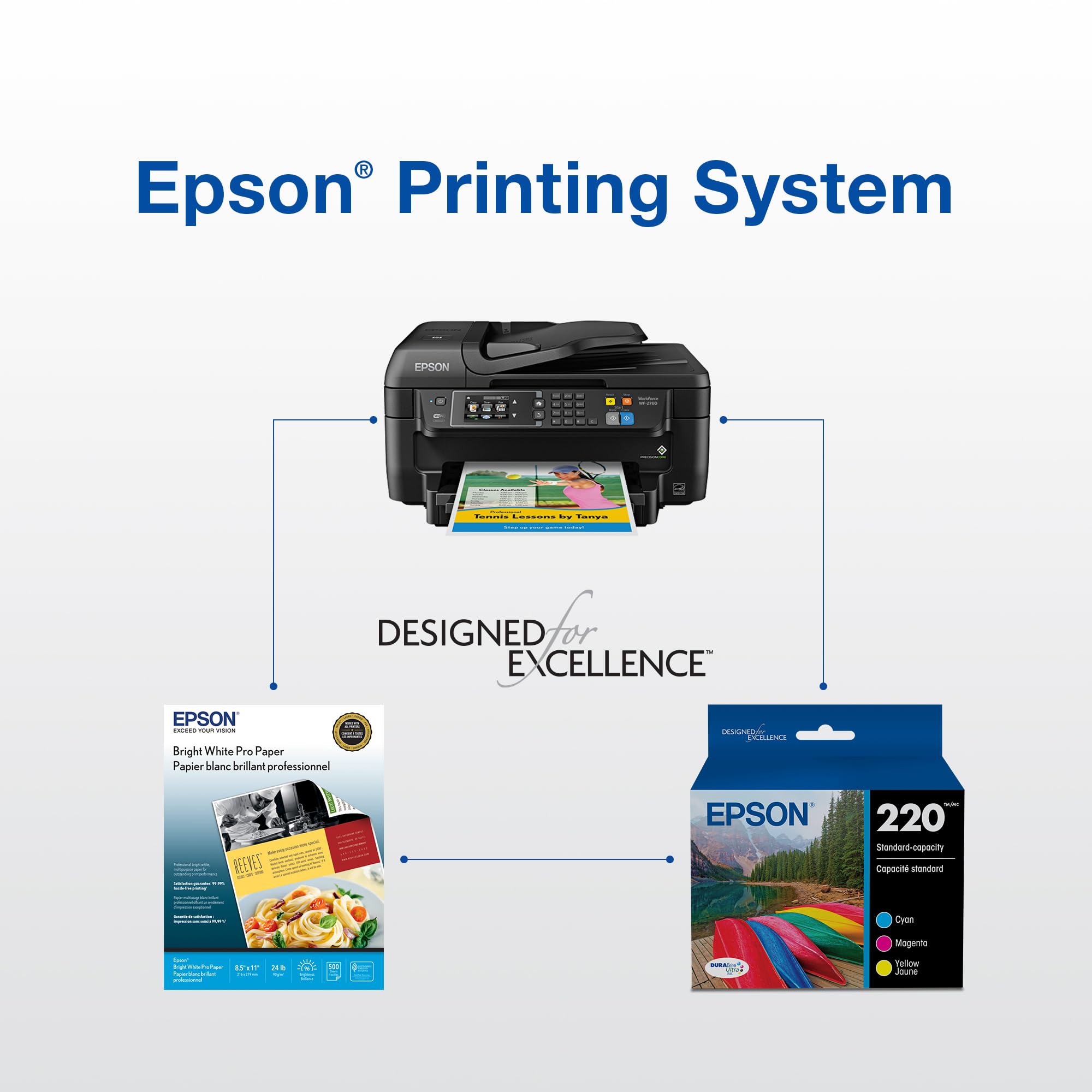 Epson T220120-BCS DURABrite Ultra Black & Color Combo Pack Standard Capacity -Cartridge -Ink (WF-2760, WF-2750, WF-2660, WF-2650, WF-2630, XP-424, XP-420, XP-320),Black and Color Combo Pack