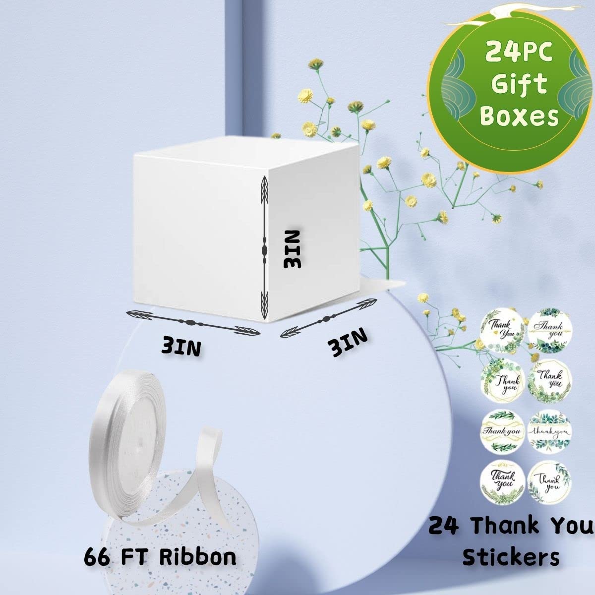 XCXGYCA White Gift Boxes 10 Pack 7x7x7 IN Small Gift Boxes With Lids for Birthday Party Gift Boxes, Bridesmaid Proposal Gift,Christmas Gift Boxes,Graduation, Holiday, With 10 Thank You Stickers ,With 66 FT Ribbon(7x7x7 IN, White) …