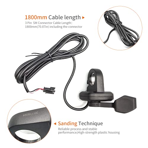 E-Bike Thumb Throttle,108X Right Thumb Throttle Speed Control 3 Pin SM Connector 12V 24V 36V 48V 72V for Electric Scooters and EBike (108X-R SM Plug)