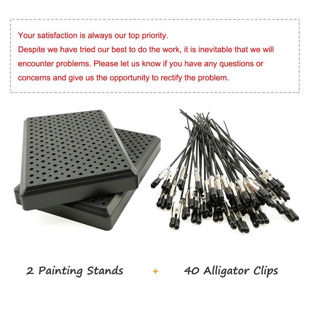 MAY.T Model Painting Alligator Clip Sticks 40PCS with Stand Base 2PCS for Airbrush Hobby Model Parts