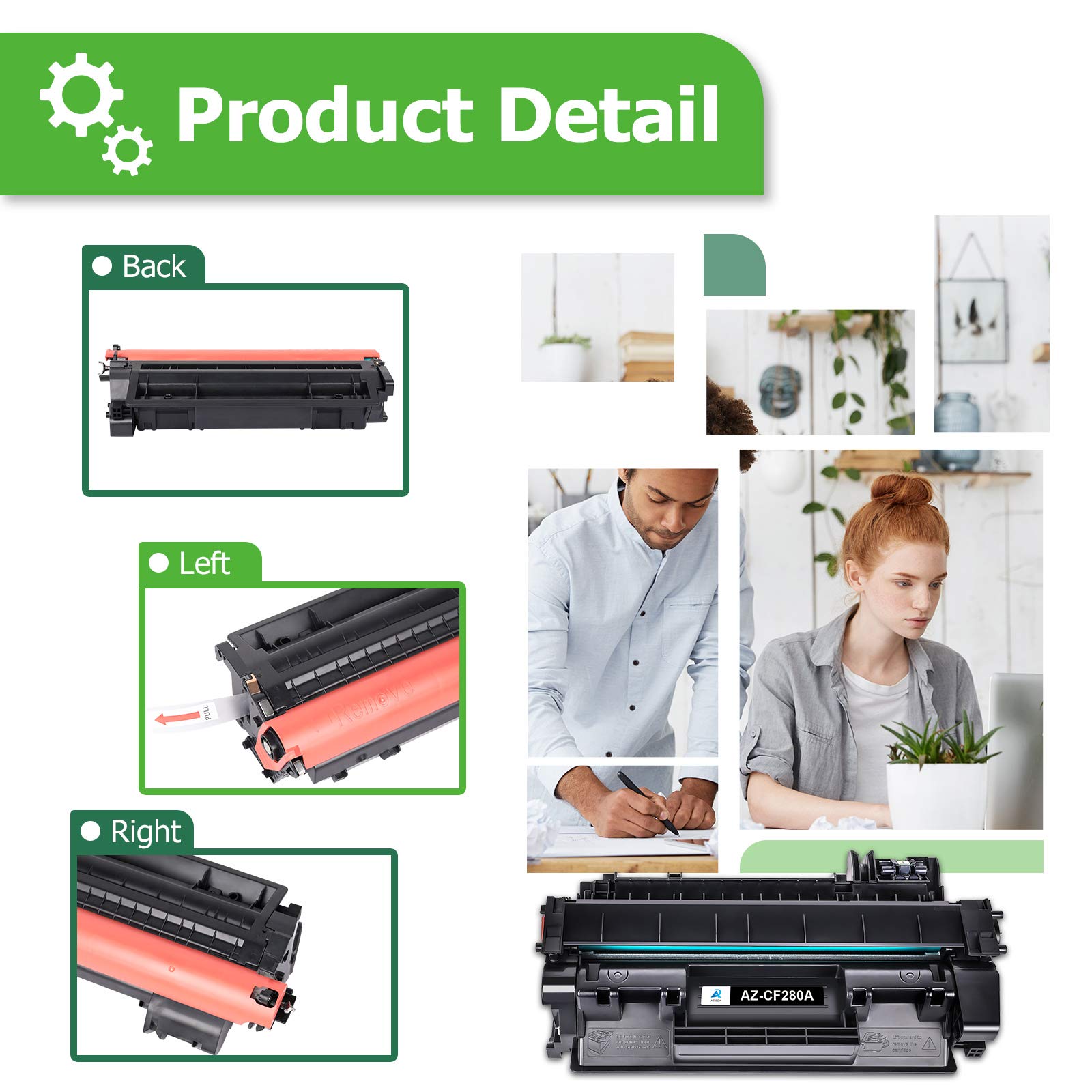 Aztech Compatible Toner Cartridge Replacement for HP 80A CF280A 80X CF280X for HP Pro 400 M401A M401D M401N M401DNE MFP M425DN Printer Ink (Black, 2-Pack)