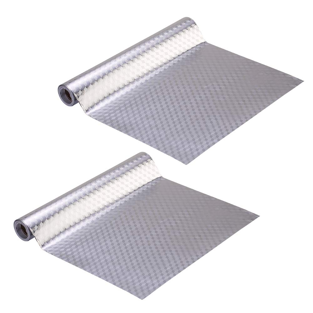 Kitchen Oil Proof Waterproof Sticker Aluminum Foil, Self Adhesive Backsplash Wallpaper, Removable Protective Film for Wall Stove Cabinet Countertop Drawer Liner (2 Roll, Each 117 x 11.7") (30ml)