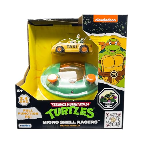 Teenage Mutant Ninja Turtles Toy, Michelangelo Micro Shell Racer Vehicle, TMNT Ninja Racing Toy for Kids, Classic Edition for Kids, Ages 3+