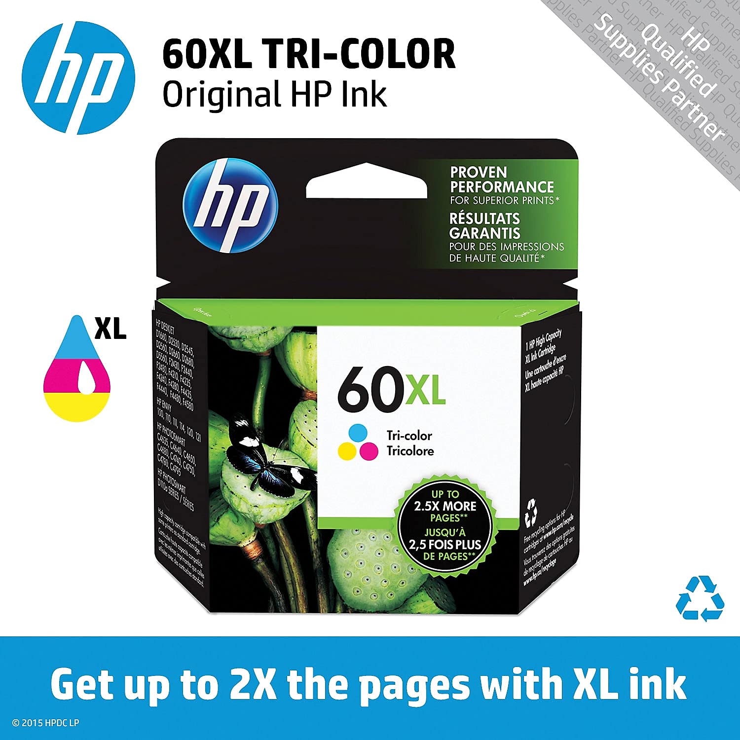 HP 61 | 2 Ink Cartridges | Black | Works with HP DeskJet 1000 1500 2050 2500 3000 3500 Series, HP ENVY 4500 5500 Series, HP OfficeJet 2600 4600 Series | CZ073FN