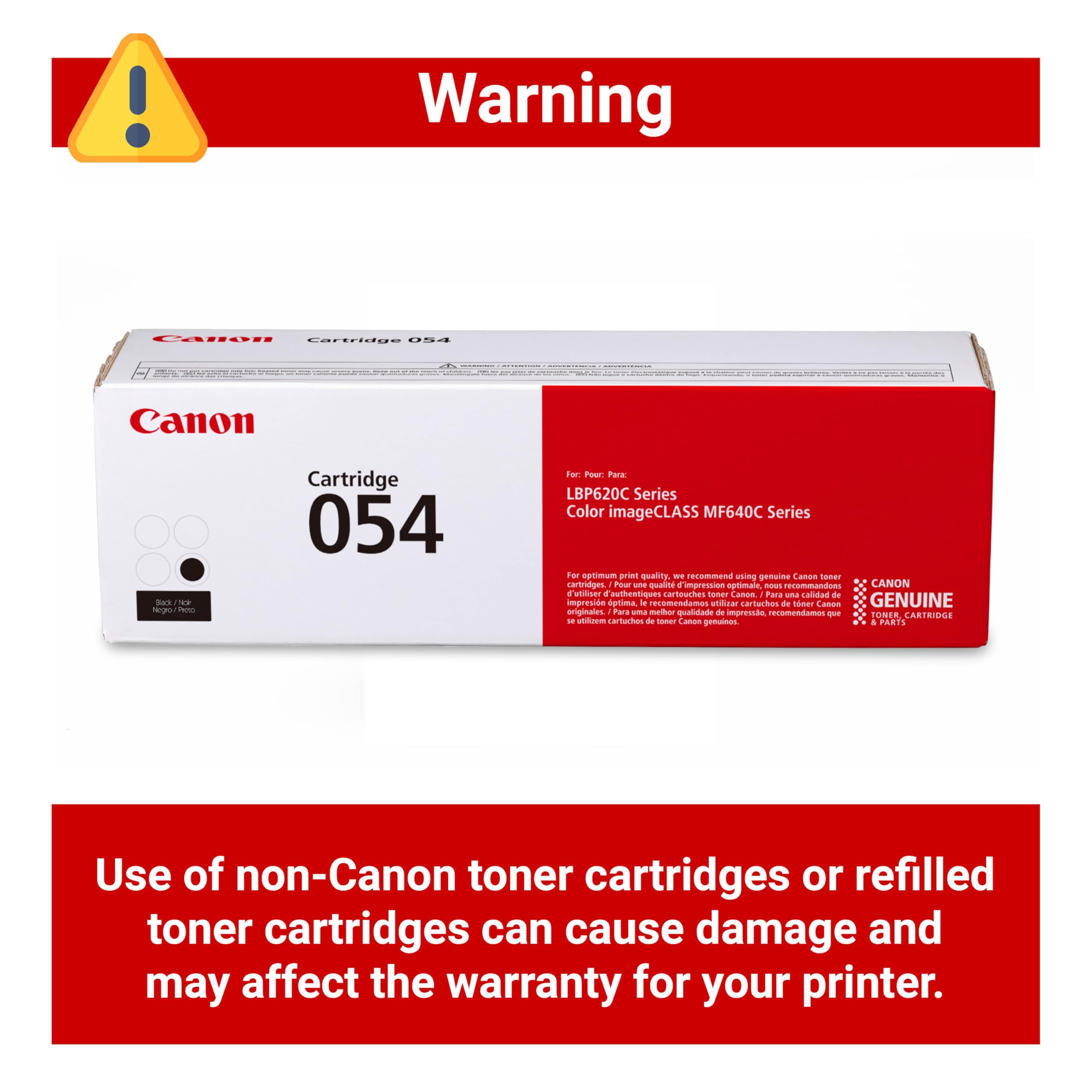 Canon Genuine Toner, Cartridge 054 Black (3024C001) 1 Pack, for Canon Color imageCLASS MF641Cdw, MF642Cdw, MF644Cdw, LBP622Cdw Laser Printers