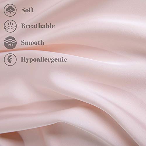 BEIJOEY 100% Mulberry Silk Pillowcase for Hair and Skin,with Hidden Zipper,Both Sides 19 Momme 600 Thread Count Natural Silk Pillow Cover,Soft Breathable Smooth (Light Pink, Standard 20''x26'')