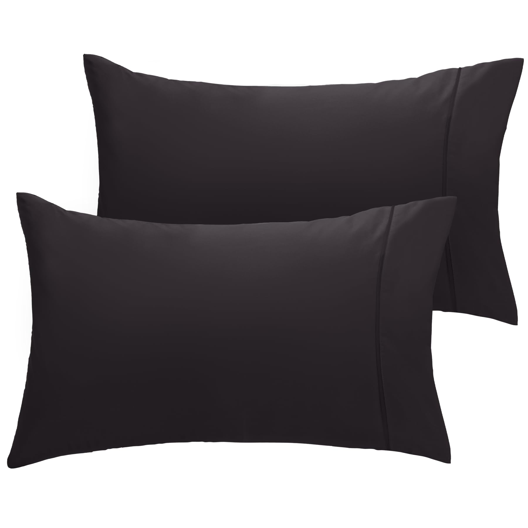 LuxClub Collection Pillowcases 2 Pack - Eco Friendly Wrinkle Free Cooling Pillow Cases with Satin Trim - Machine Washable Hotel Bedding Silky Soft - Black King
