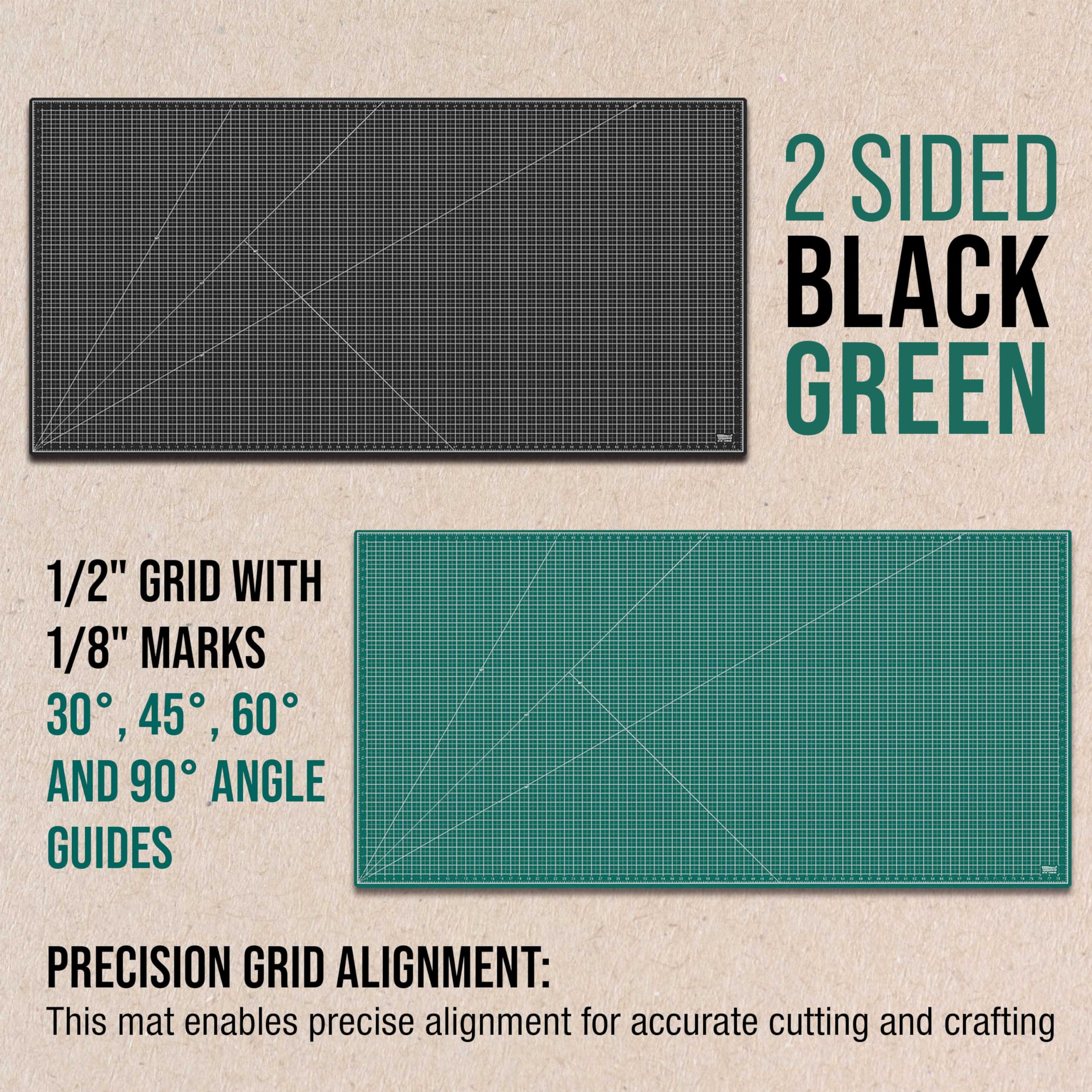 US Art Supply 40" x 80" GREEN/BLACK Professional Self Healing 5-Ply Double Sided Durable Non-Slip Cutting Mat Great for Scrapbooking, Quilting, Sewing and all Arts & Crafts Projects
