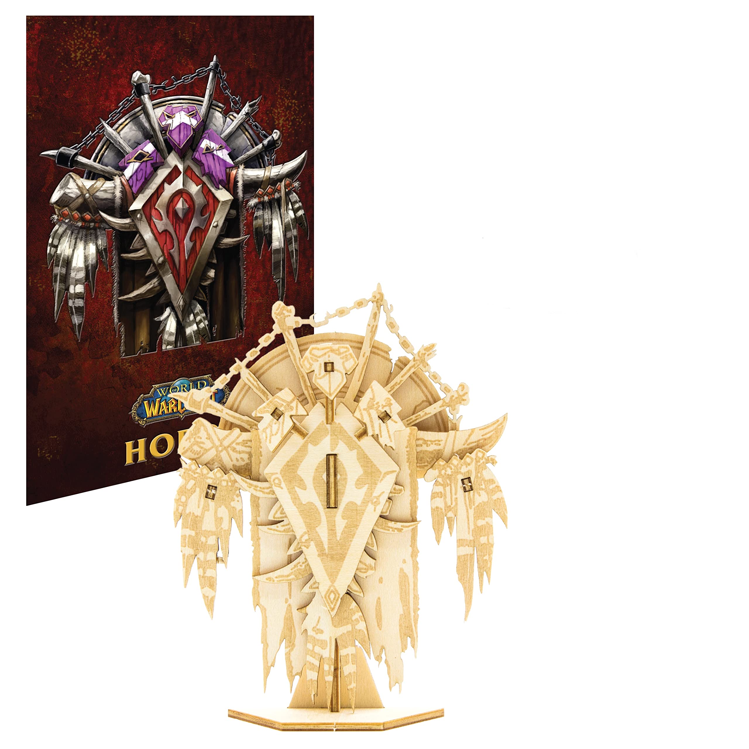 World of Warcraft Horde 3D Wood Puzzle & Model Figure Kit (19 Pcs) with Exclusive Poster - Build & Paint Your Own 3-D Game Toy - Holiday Educational Gift for Kids & Adults, No Glue Required, 12+