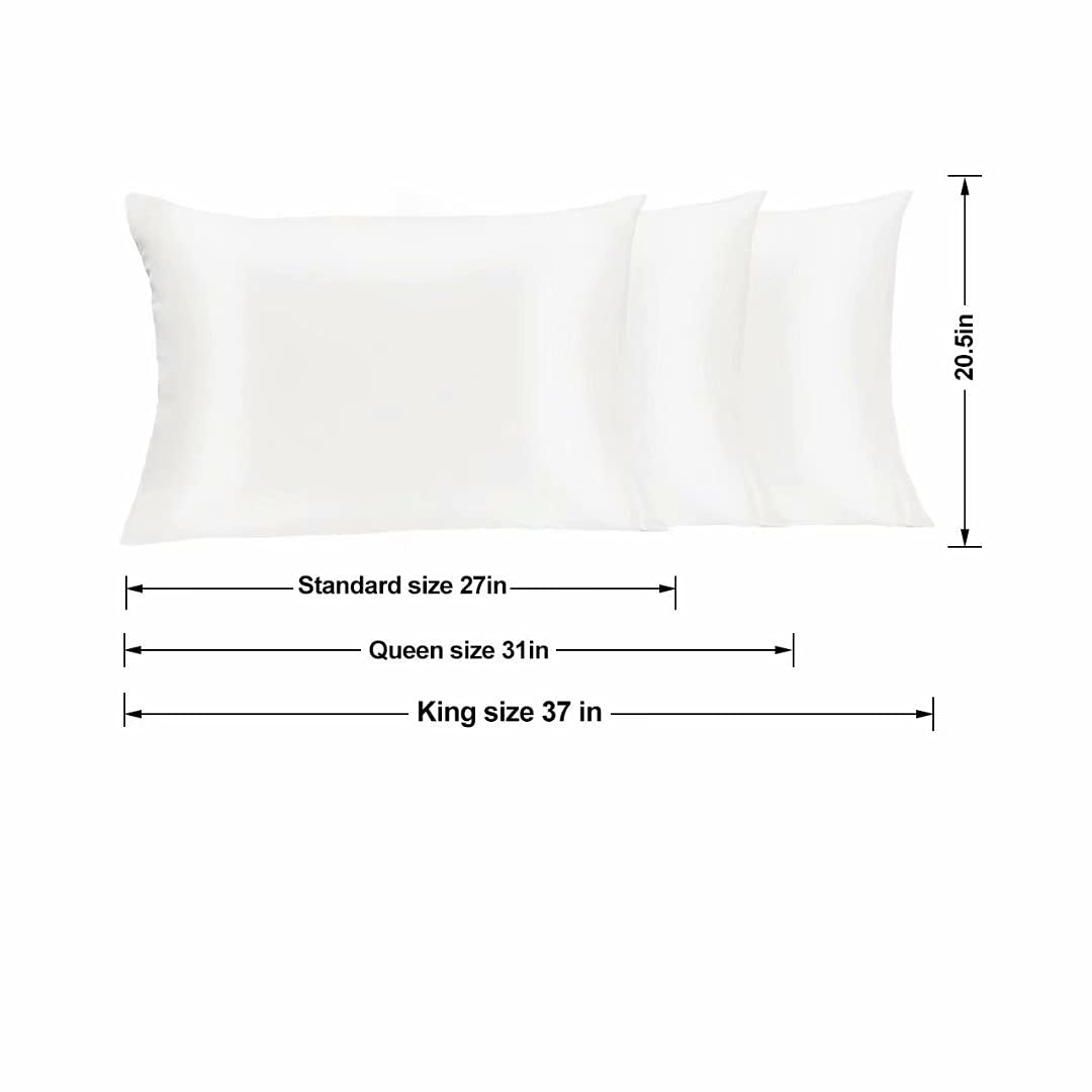 Kinself Silk Pillowcase for Hair and Skin, 2 Pack 100% Both Side Mulberry Silk Bed Pillowcase with Hidden Zipper, Silk Pillow Cover 19 Momme Soft Breathable Smooth King Pillow Case (White)