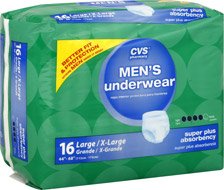 CVS Men's Underwear Maximum Absorbency L/XL (Fits Waist 38-64 in)