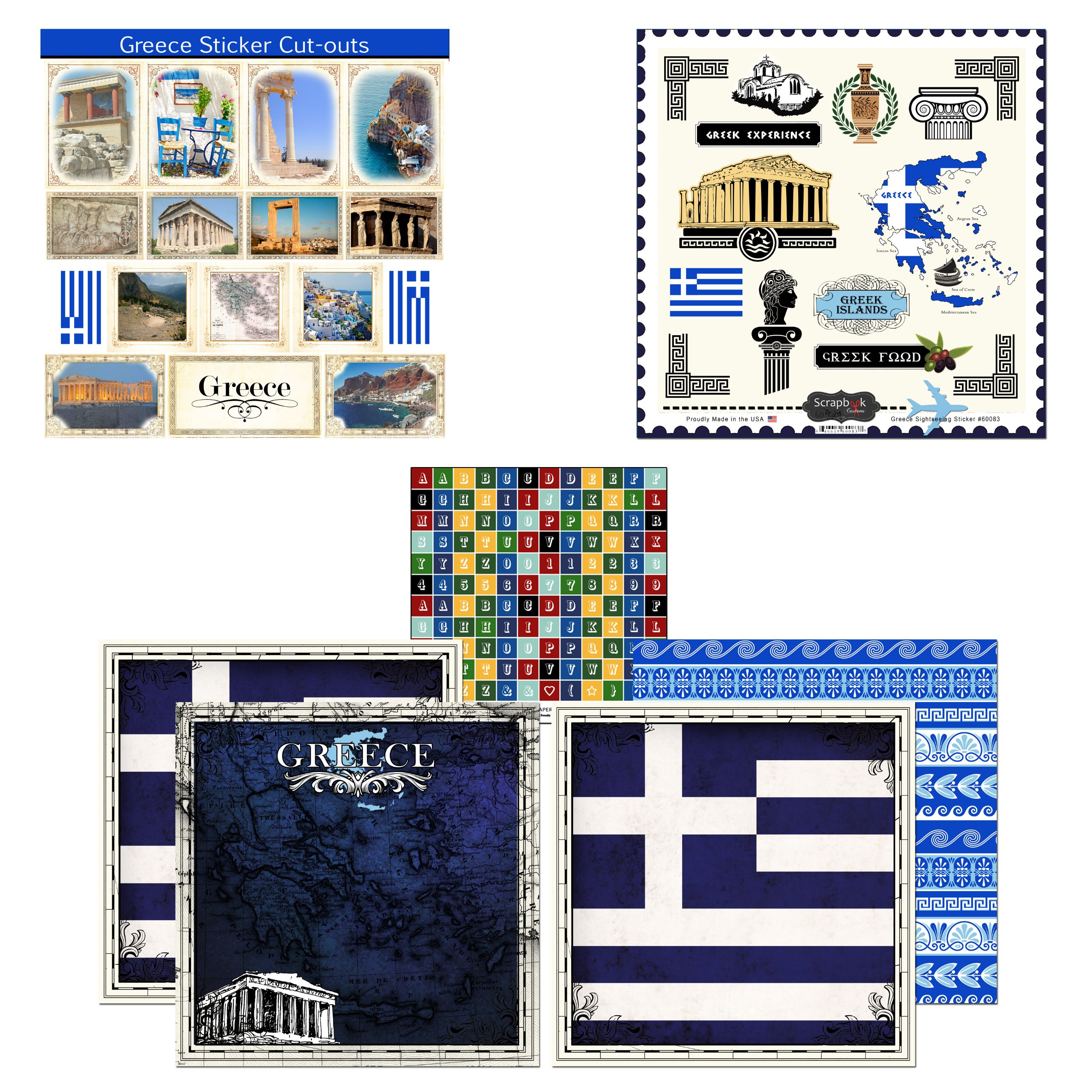 Scrapbook Customs 17508 Themed Paper and Stickers Scrapbook Kit, Greece Sightseeing