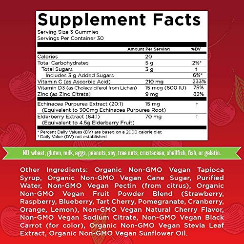 MaryRuth Organics Elderberry Gummies for Immune Support (Cherry) & Vegan Turmeric Gummies Bundle Ingredients for Adults & Kids with Echinacea, Vitamin C and D | Organic Turmeric Curcumin Extrac