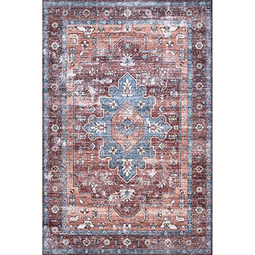 nuLOOM Zena Machine Washable Medallion Accent Rug, 2' x 3', Rust