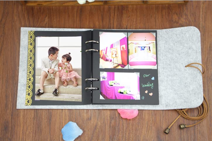 DIY Photo Album, Black Blank Page for Paste Book, Black Cardboard Photo Memory Book