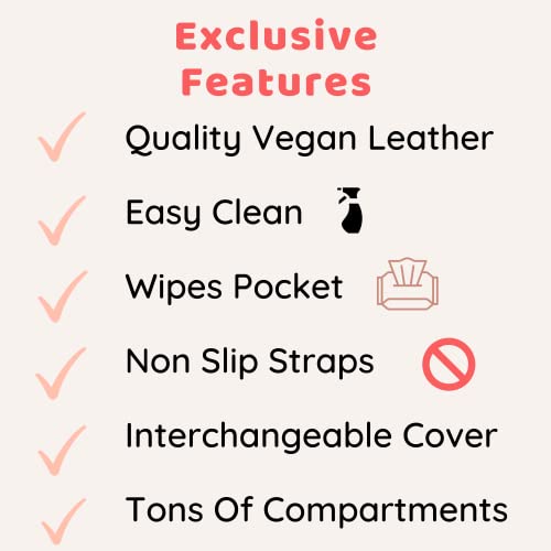 Vegan Leather Non Slip Universal Stroller Organizer With Cup Holder - Interchangeable Cover (PINK). Stroller Bag Organizer Caddy For Uppababy Vista Cruz Nuna Baby Jogger Bob Britax Bugaboo Graco Stroller Accessories Parent Consoleā¦