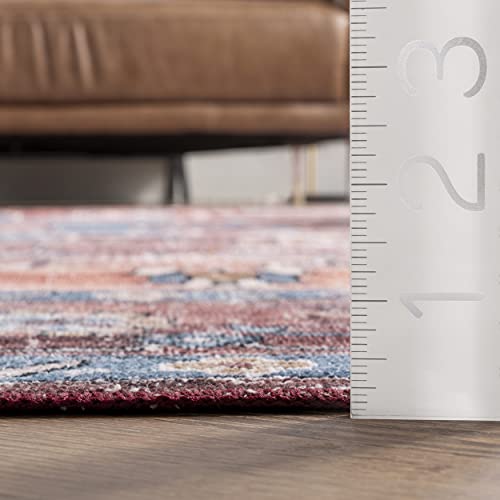 nuLOOM Zena Machine Washable Medallion Accent Rug, 2' x 3', Rust