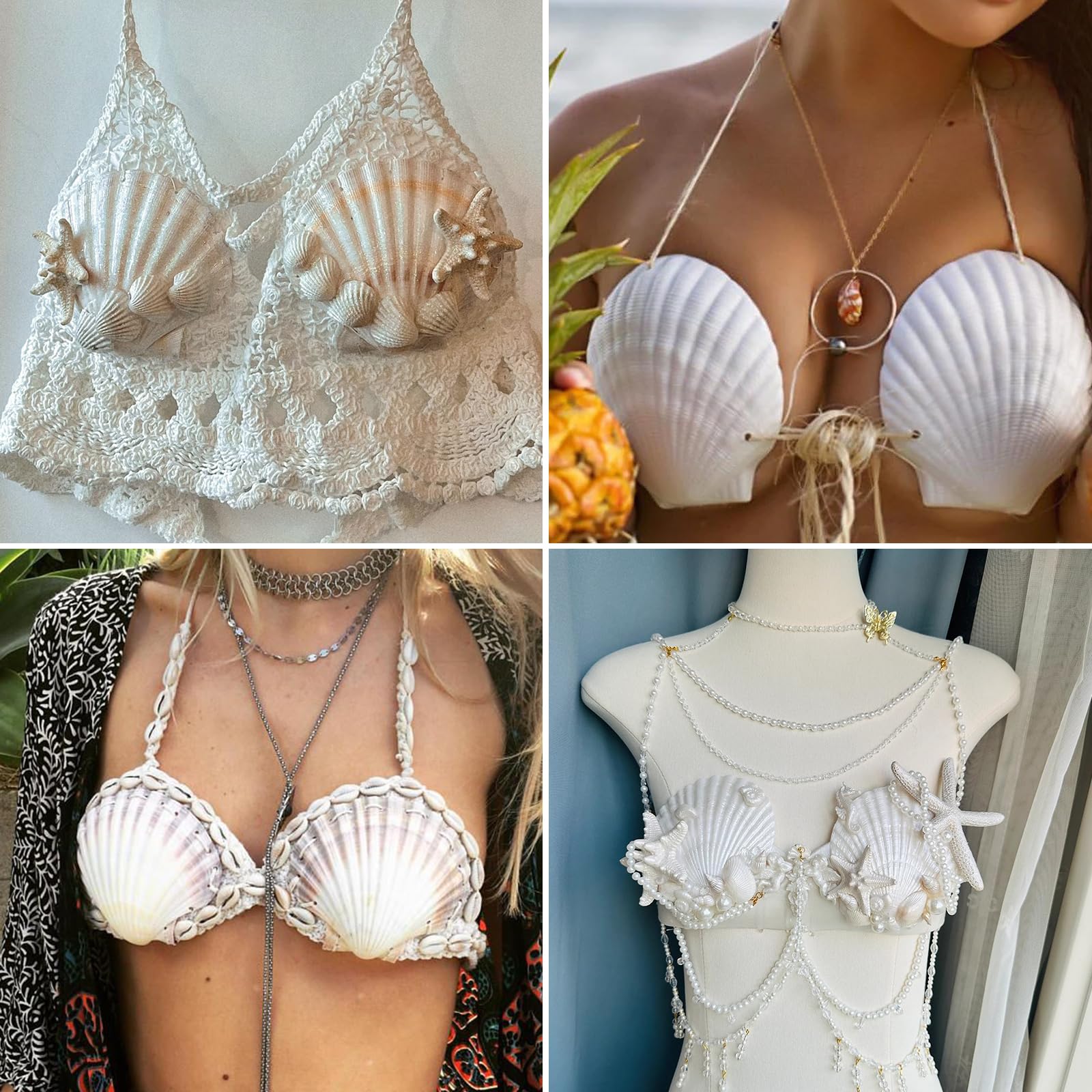 QEQEKAKA 6PCS Scallop Shells 4ββ-4.5" Natural Sea Shells White Hawaiian Scallop Shells for Baking DIY Craft Home Vase Fillers & Beach Wedding Party Decor