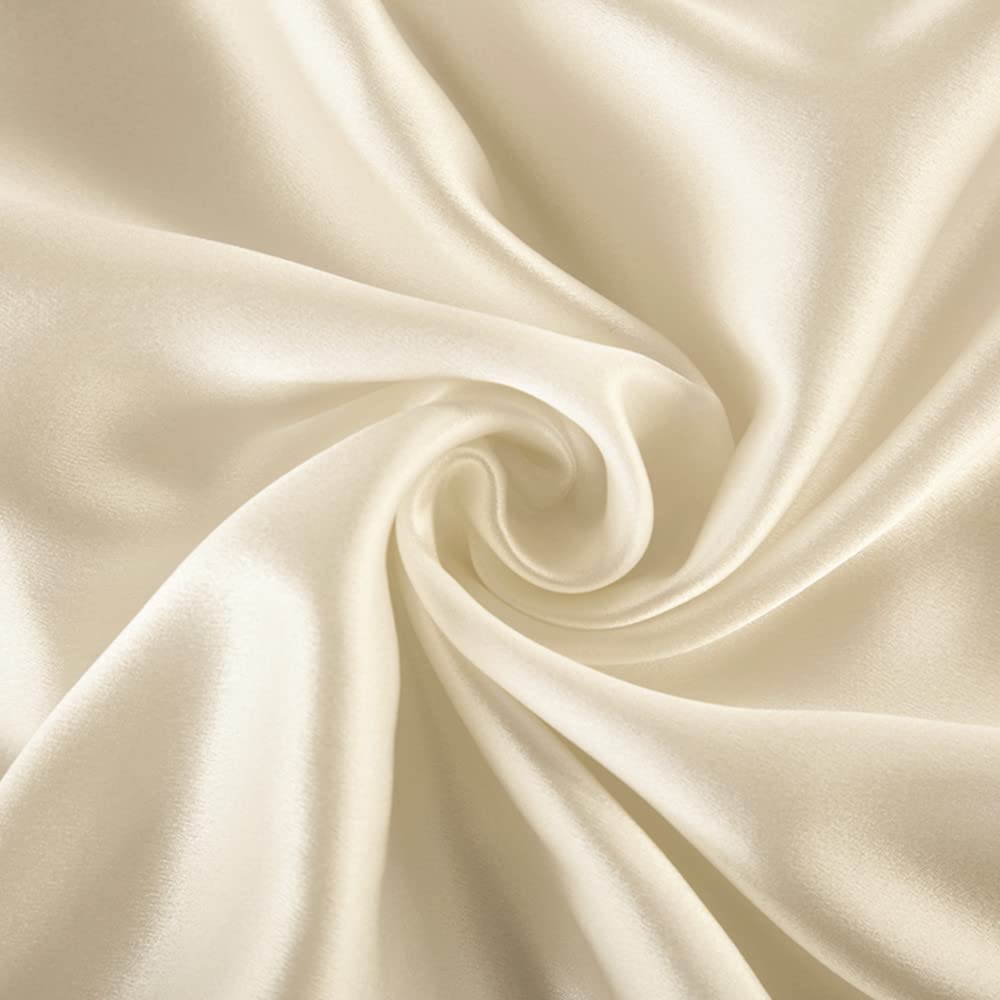 Juwenin Bedding,Luxury Satin Pillowcase with Zipper (Silky Satin Pillow Case for Hair) Set of 2 (Beige, Standard(20''x26''))