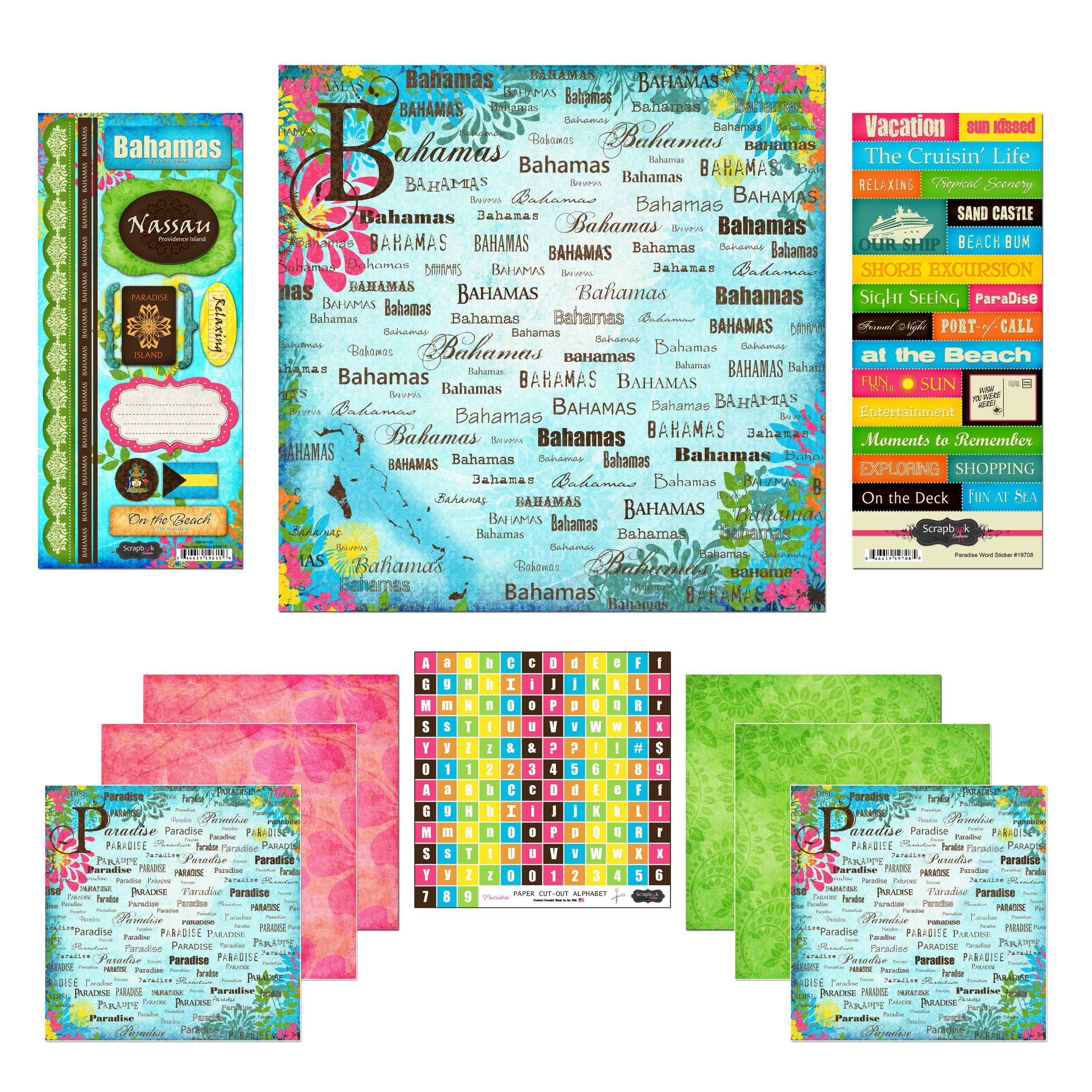 Scrapbook Customs Themed Paper and Stickers Scrapbook Kit, Bahamas Paradise, 12 inch by 12 inch