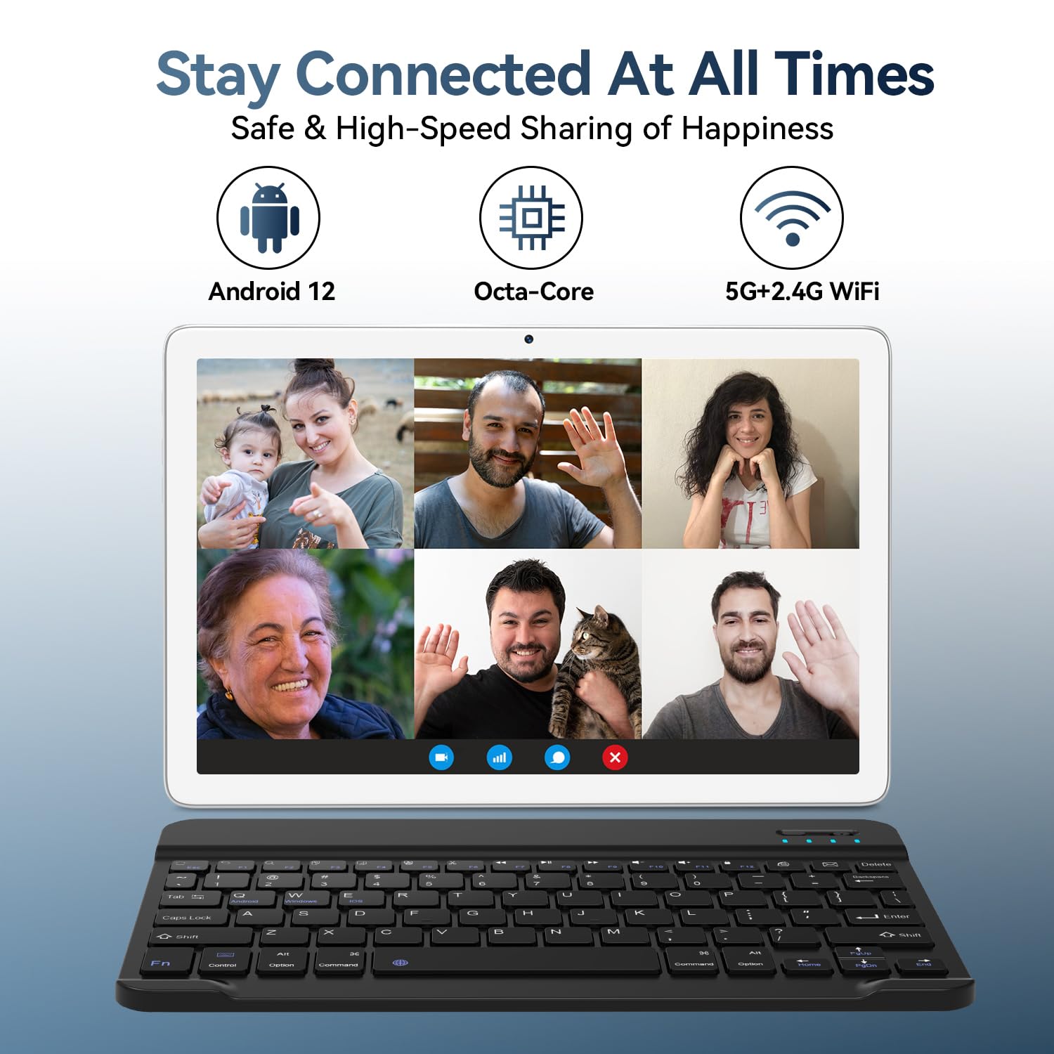 Tablet 2025 Latest Android Tablet 10 inch, Octa-Core 5G WiFi Tablet with Keyboard, 128GB + 8GB + 1TB Expandable Storage, Large Touch-Screen Tablet, 13MP Dual Camera/Bluetooth/GPS/HD Display/Mouse/Case